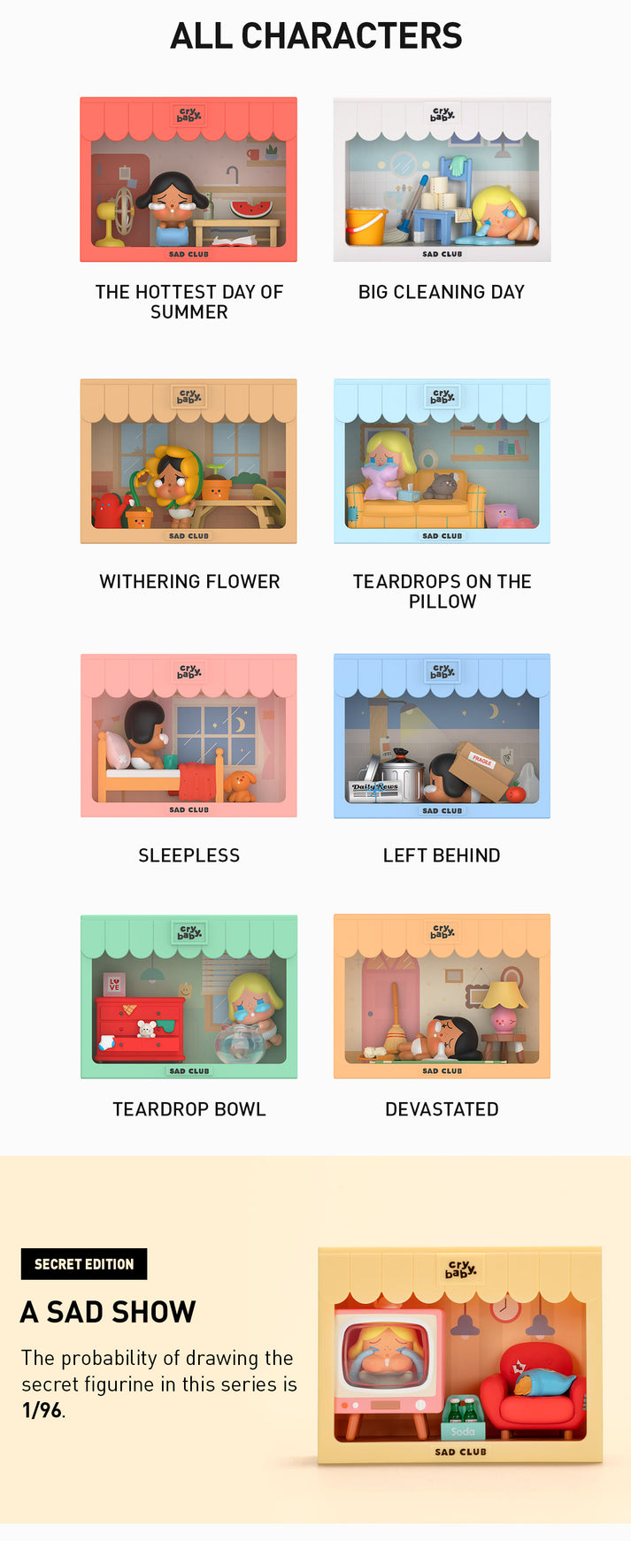 Crybaby Sad Club Series Blind Box Scene Sets – Meaning Less Art Inc.